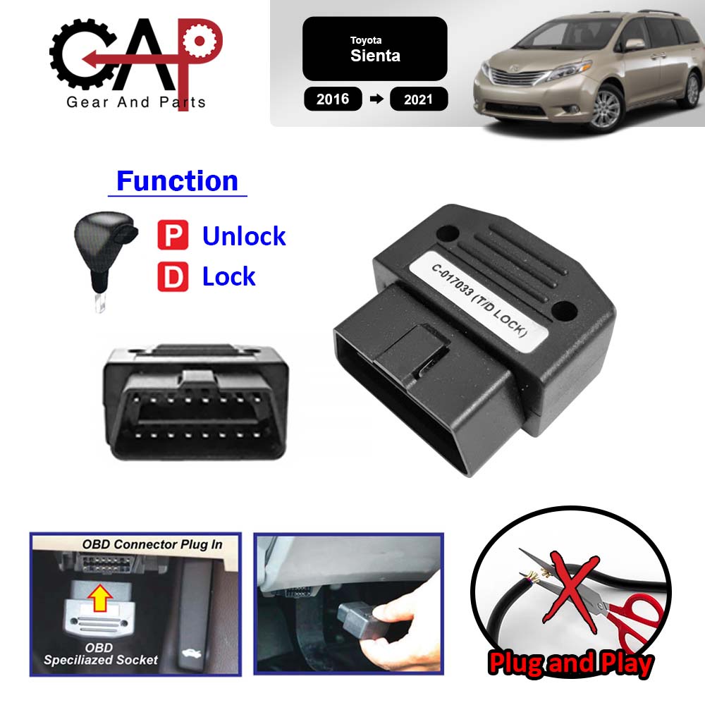 Toyota Sienta 2016-2021 Plug & Play OBD Door Auto Lock (Gear D Lock P ...