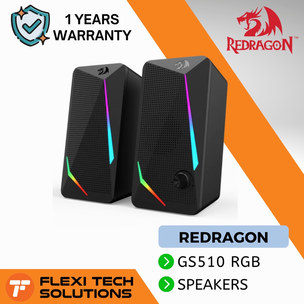 Flexi Tech REDRAGON GS510 Waltz Gaming Speaker 2.0 Channel PC Stereo Speaker LED Backlight ...