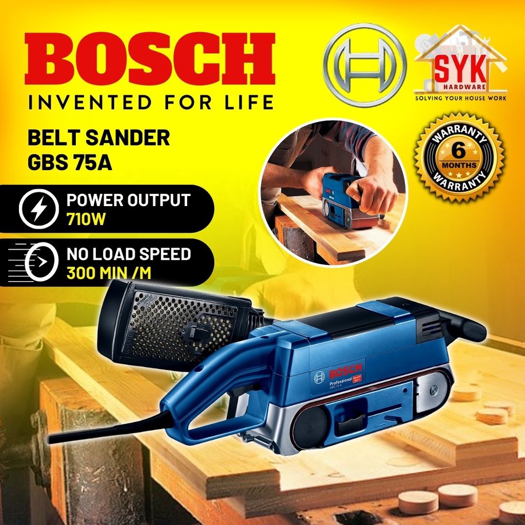 SYK BOSCH GBS75A Belt Sander Machine Woodworking Power Tools Wood Sanding Belt Machine Mesin Kertas Pasir 0601274004 Shopee Malaysia