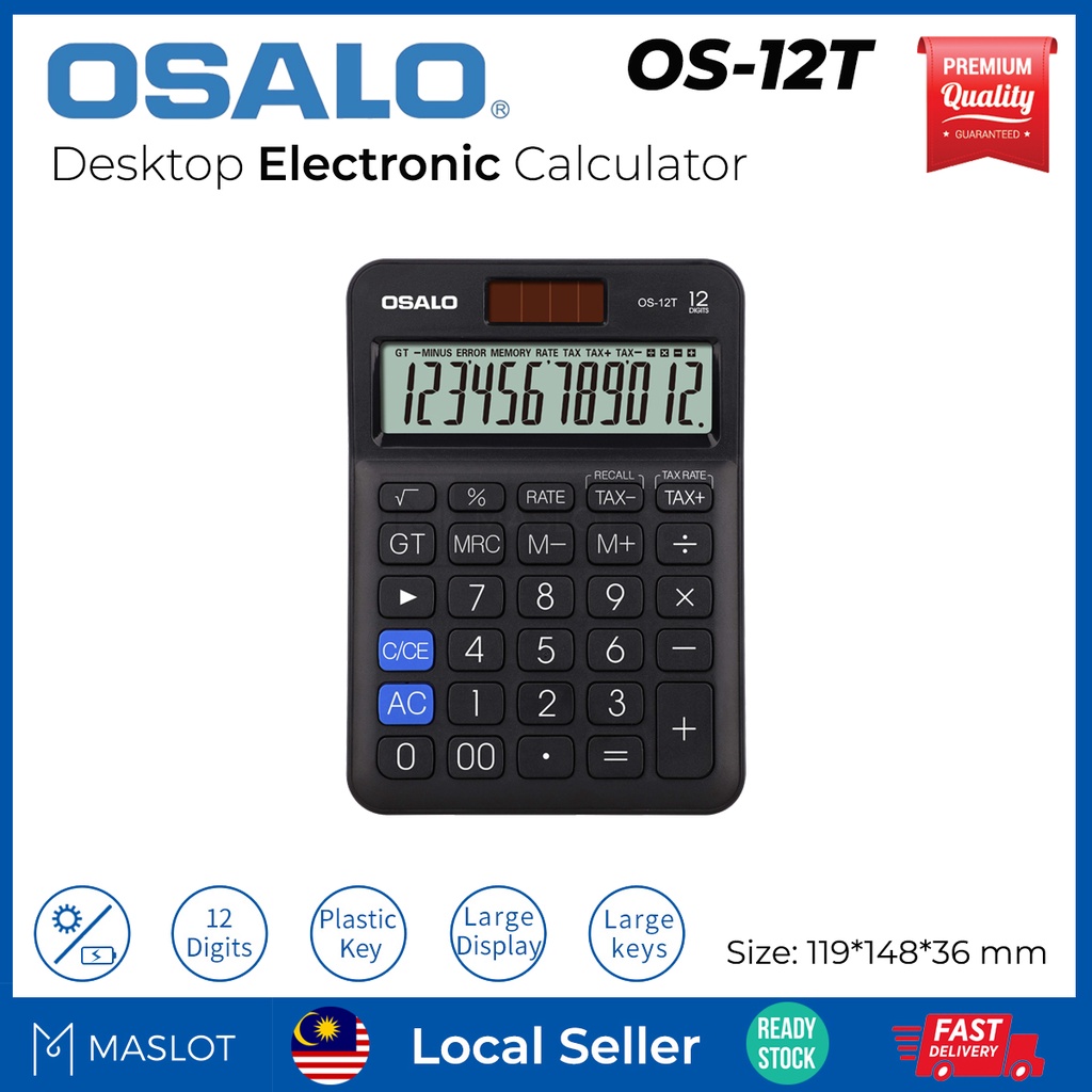 OSALO OS-12T 12 Digit Desktop Electronic Calculator Large Display Two ...