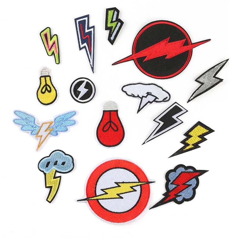 Cartoon Light Bulb Lightning Embroidery Applique Badge Stickers Iron On ...