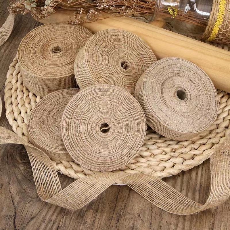 5Meters/Roll Wholesale Natural Jute Fabric Handmade Bow Gift Wedding ...