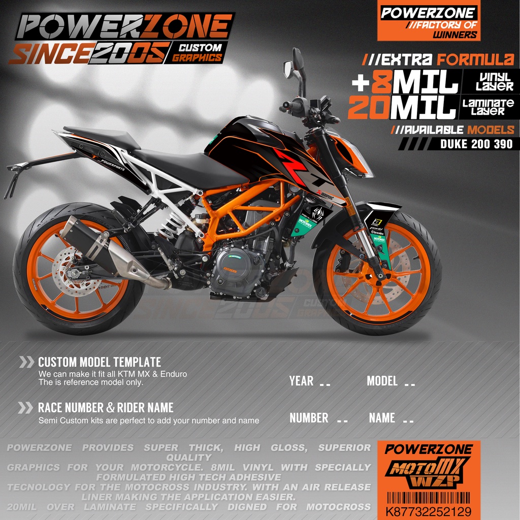 PowerZone Custom Team Graphics Backgrounds Decals 3M Stickers Kit For ...