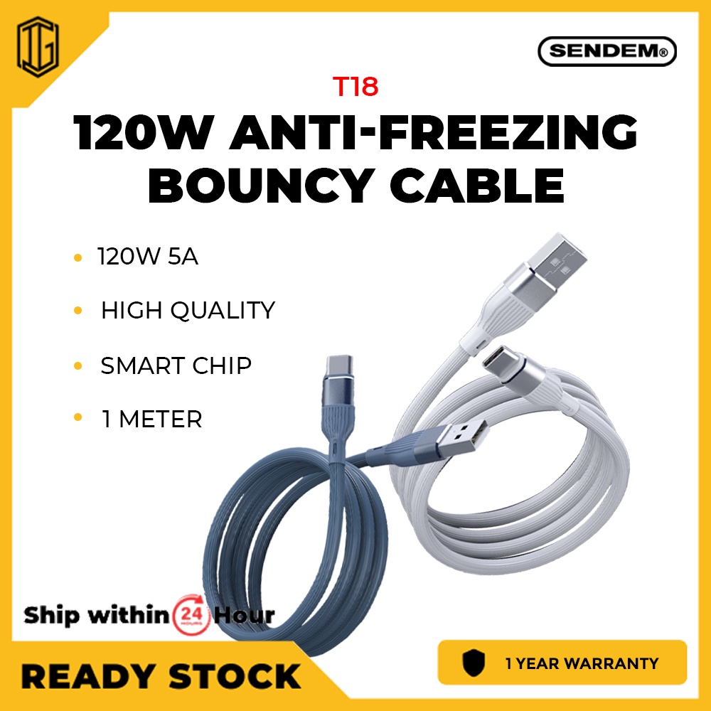 SENDEM T18 120W 5A Anti Freezing Bouncy Fast Charge Cable High Quality ...