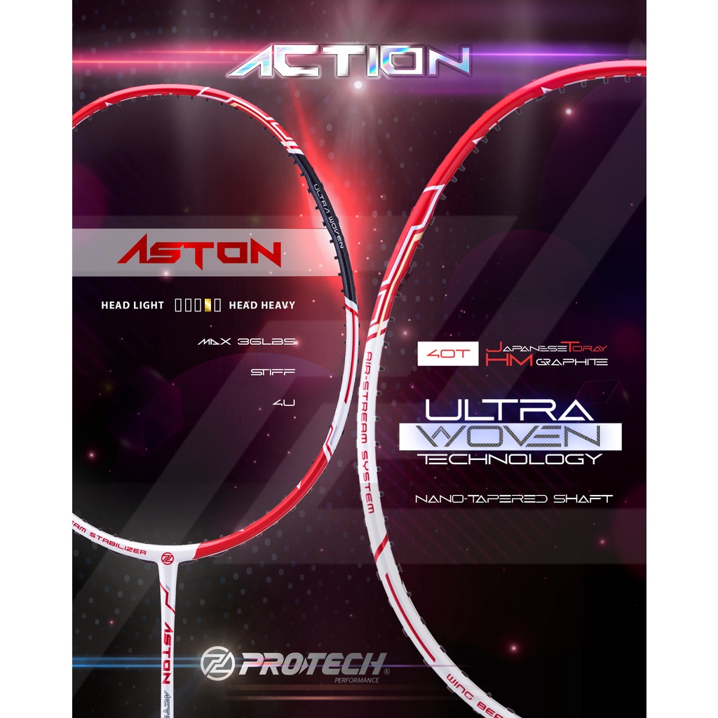 Protech ASTON ATTACK/ACTIVE/ACTION High End Racket (Player Spec) (MAX ...