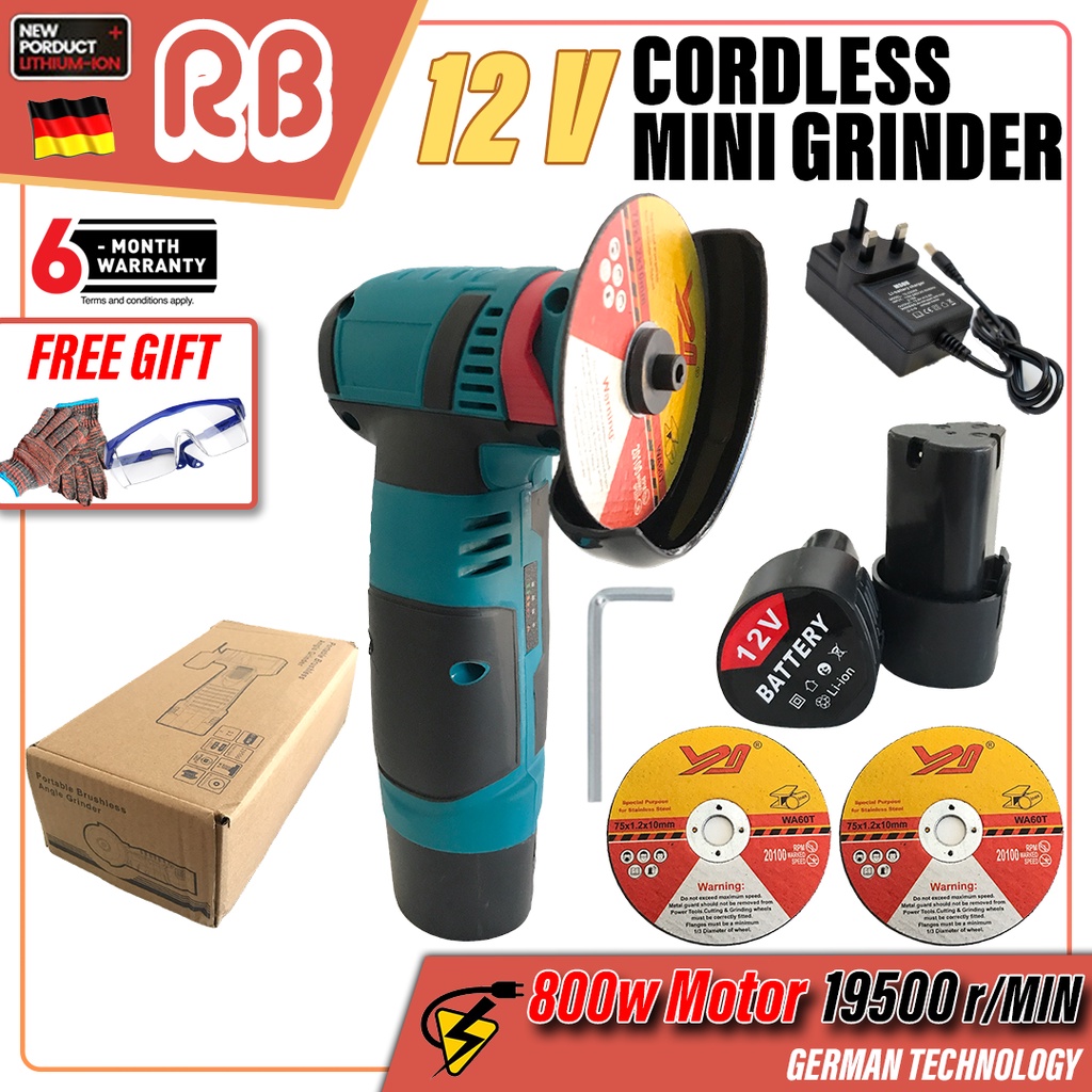 Mini Cordless Angle Grinder Brushless Grinder Battery Portable 12V 80mm ...