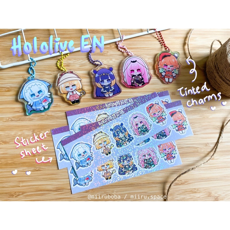 Hololive keychain acrylic charms Sticker Gawr Gura Amelia Watson Ina ...