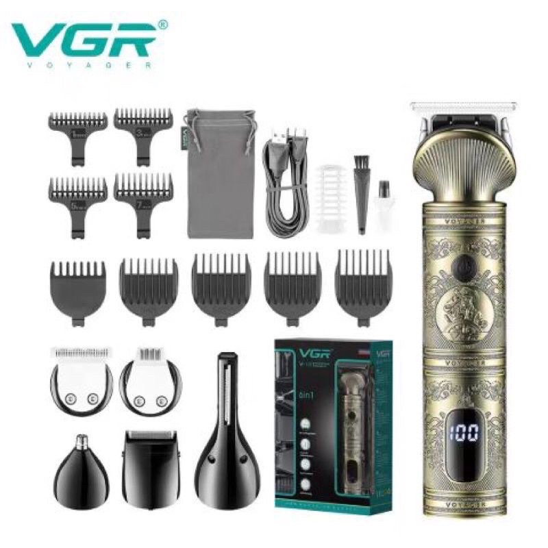VGR 106 Electric Clipper Set Multifunctional 6-in-1 Digital Oil Head ...