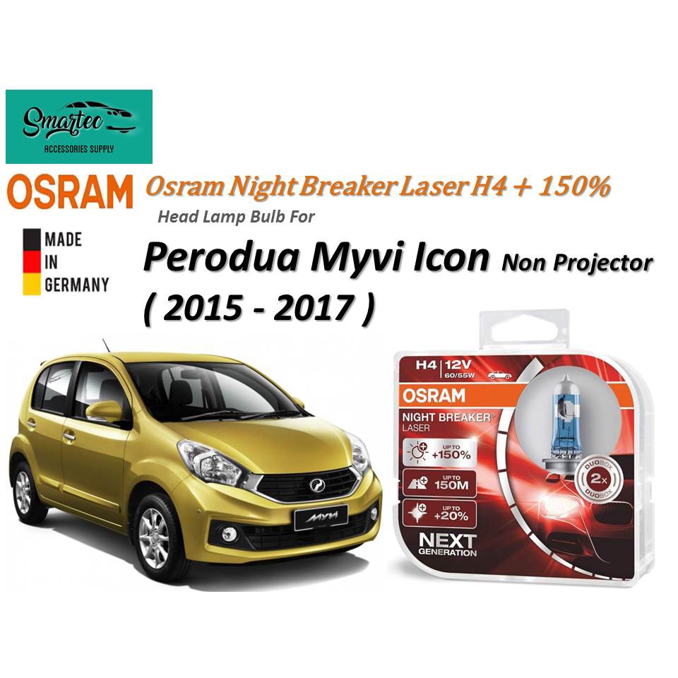 Osram Night Breaker Laser H4 +150% Brightness Xenon Bulb For Perodua ...