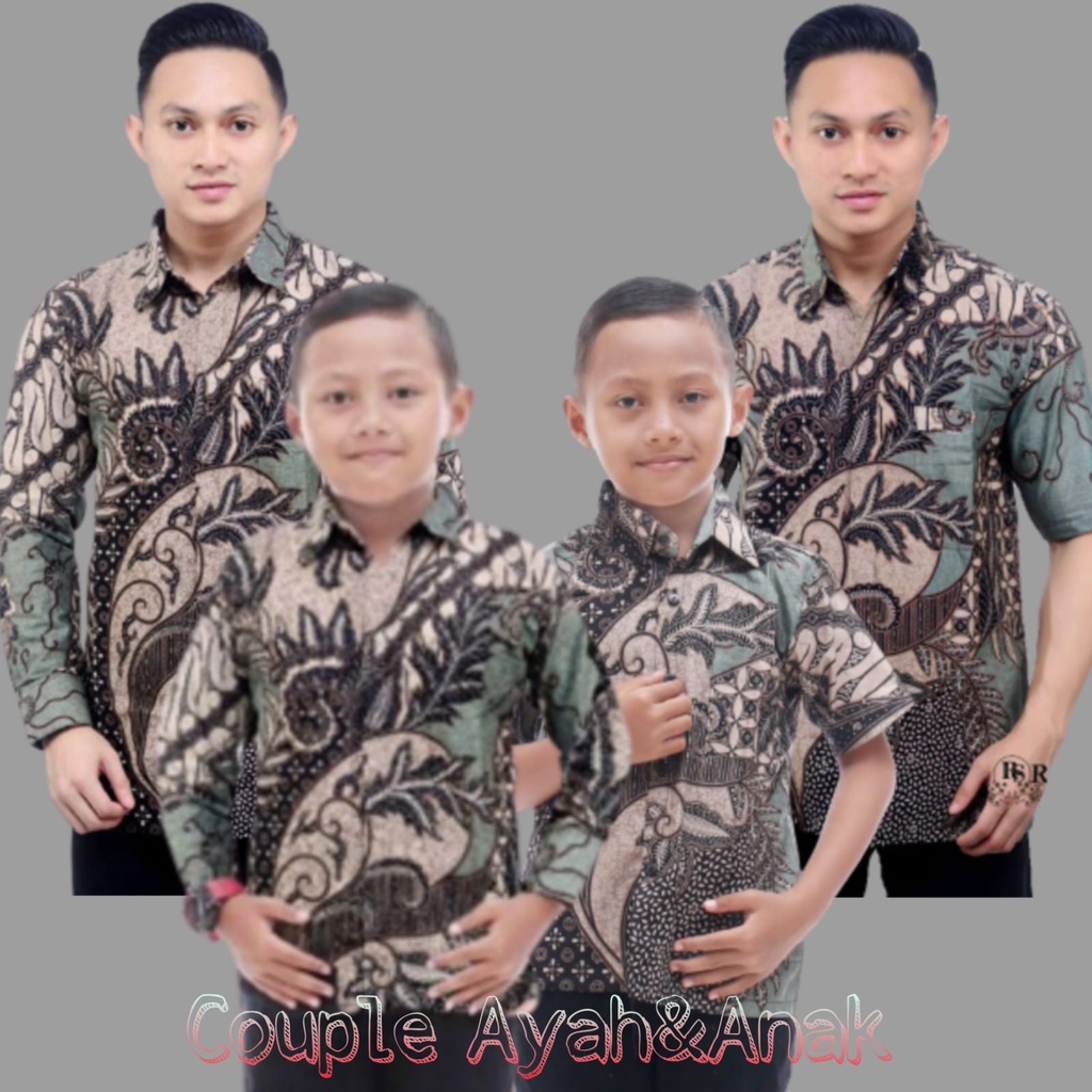 Batik COUPLE Family Father And Son COUPLE Tops KATE IJO MOTIF/IJO SAGE ...