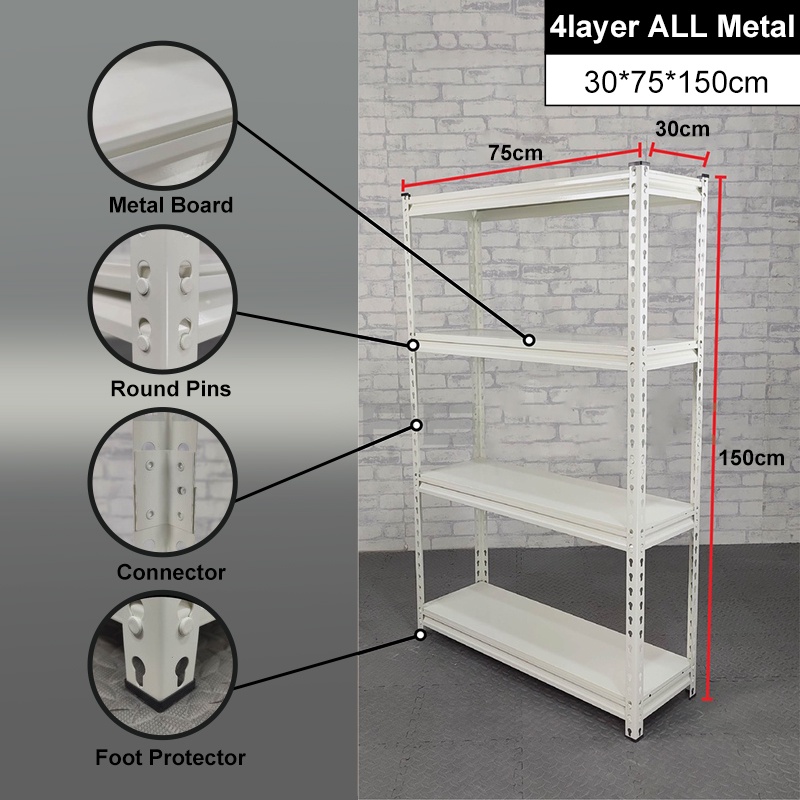 3/4/5 Tier Heavy Duty Rack Rak Besi Bertingkat Metal Adjustable ...