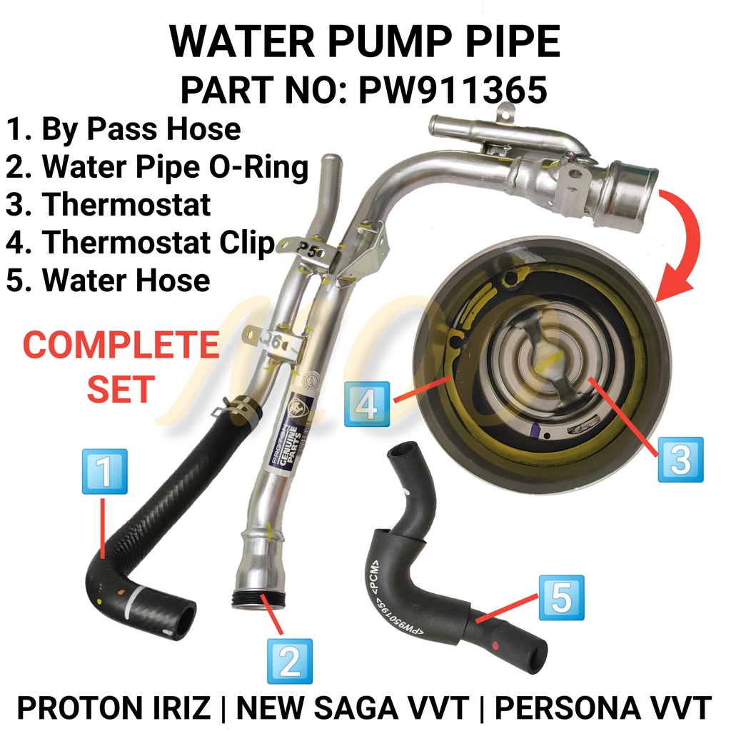 ORIGINAL PROTON WATER PUMP PIPE WITH O-RING COMPLETE SET PW911365 ...