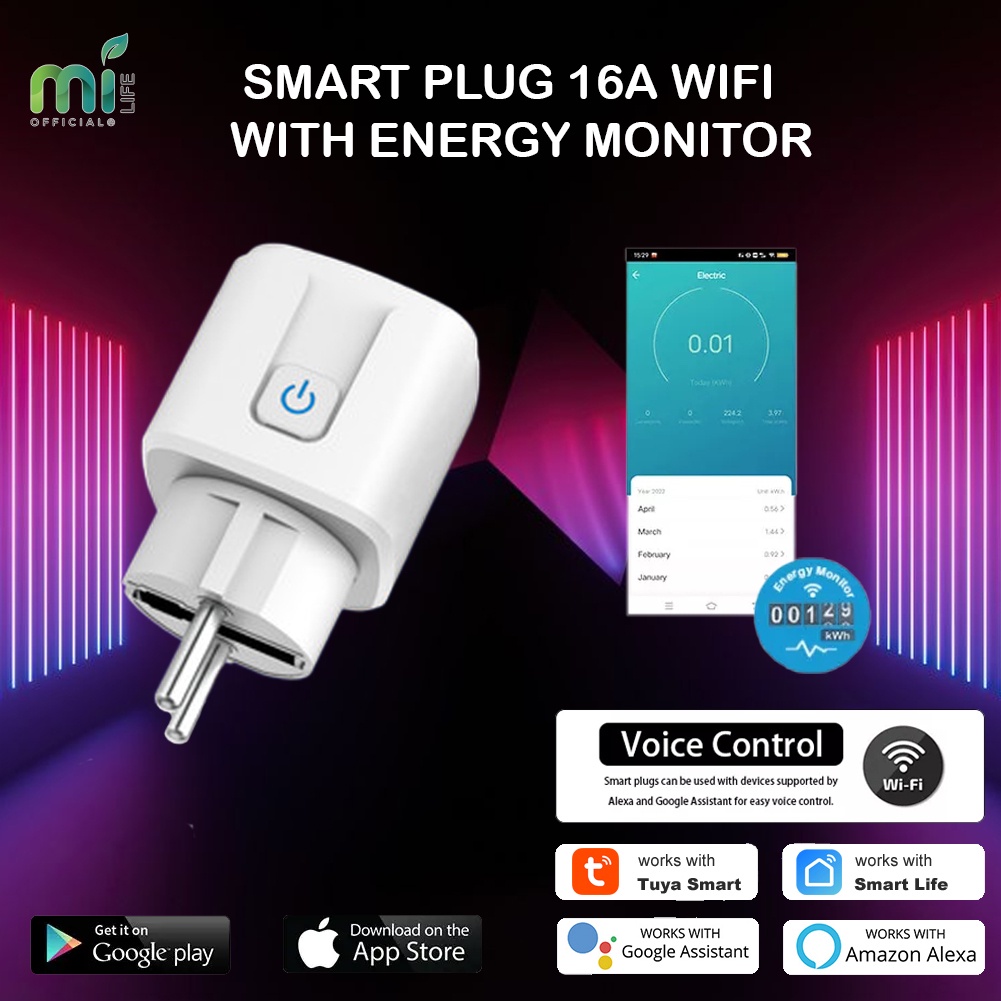 Milife Smart Plug Smart Plug Wifi 16A IoT Enery Monitoring | Shopee ...