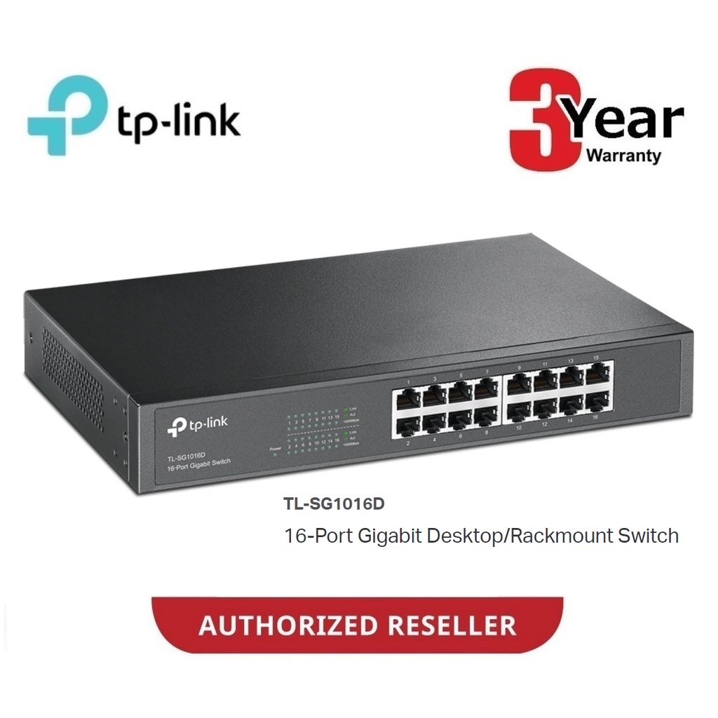 TP-Link TL-SG1016D / SG1016D 16-Port Gigabit Desktop - Rackmount Switch ...