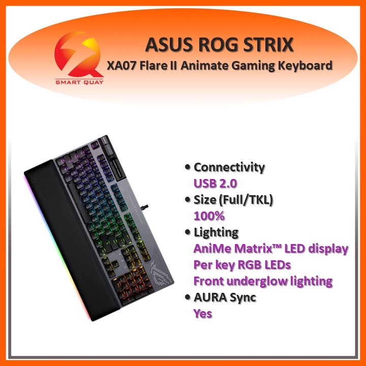 ASUS XA07 ROG STRIX FLARE II ANIMATE/NXBL/US/PBT BLUE SWITCH RGB USB ...