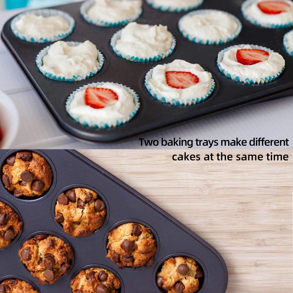 Black Gold Colour Bakeware Cake Mould 6/12 Holes Non-Stick Mini Muffin ...