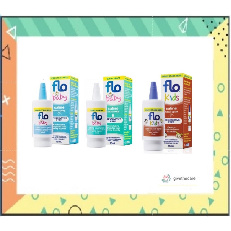 ENT Technologies FLO BABY SALINE NASAL SPRAY 15ML/ DROPS 15ML/FLO KIDS ...