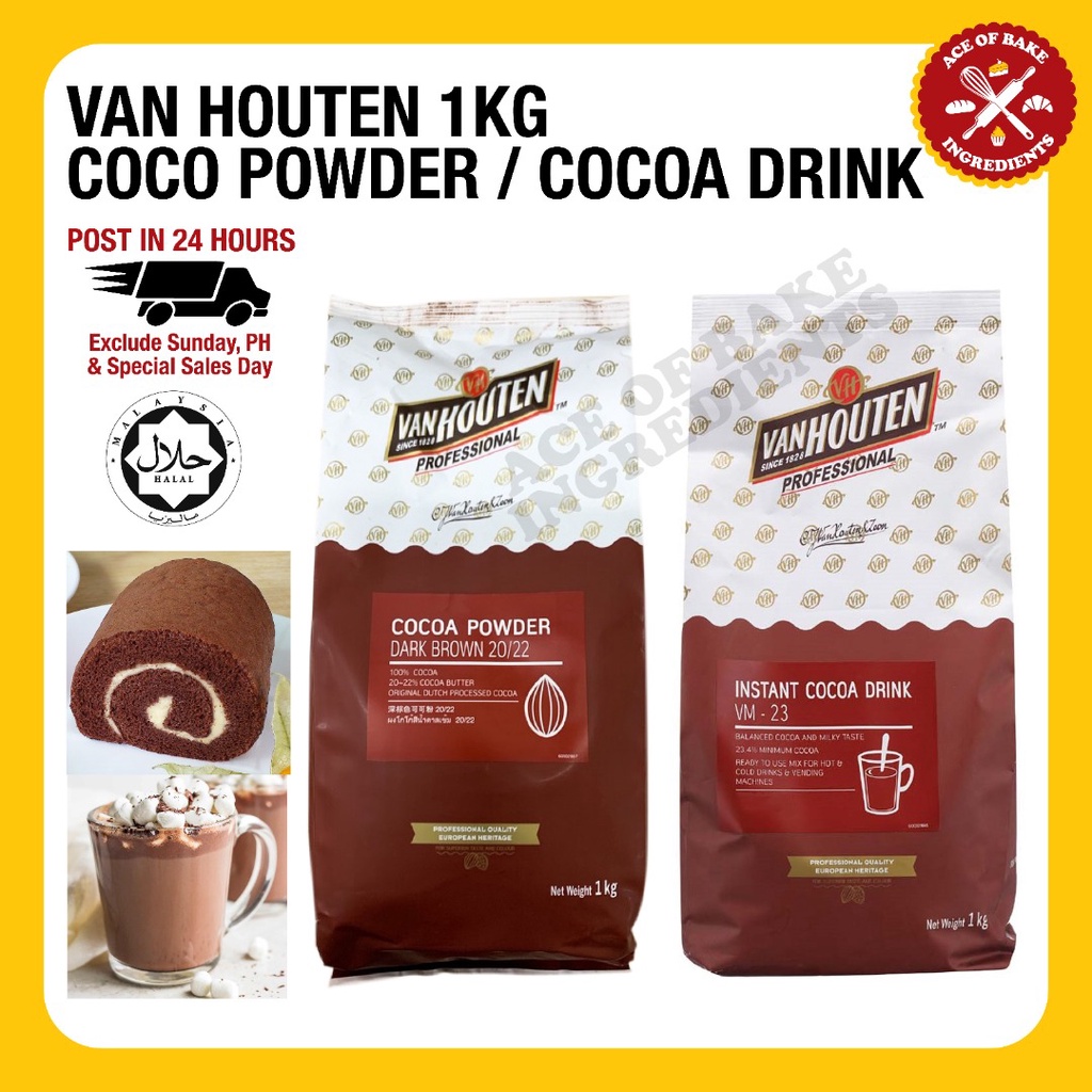 Van Houten™ Cocoa Powder Dark Brown / Instant Cocoa Drink 1kg | Shopee ...