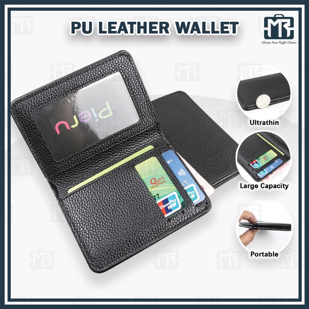 (Readystock)MR W03 Unisex Slim PU Leather Zipper Bifold Trifold Wallet ...