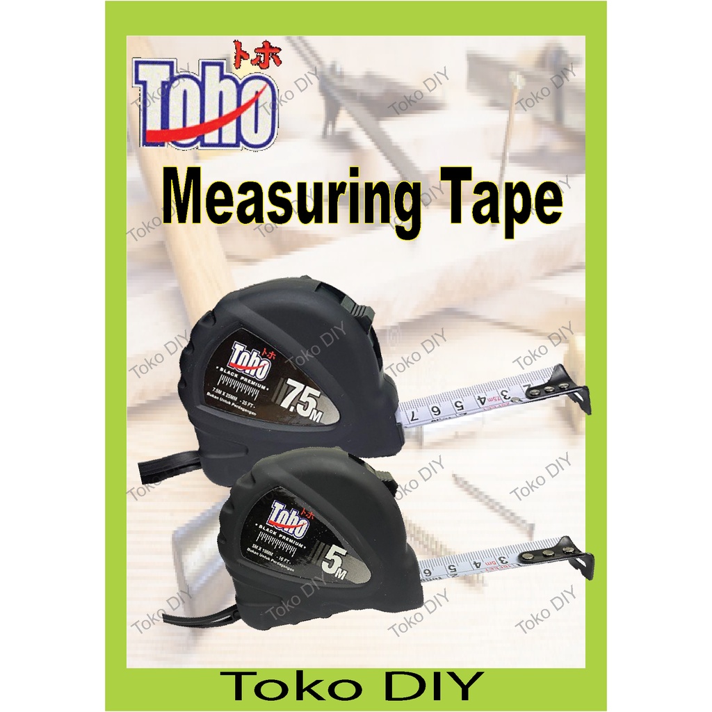TOHO BLACK PREMIUM MEASURING TAPE 7.5M (25') / MEASUREMENT TAPE / TALI ...