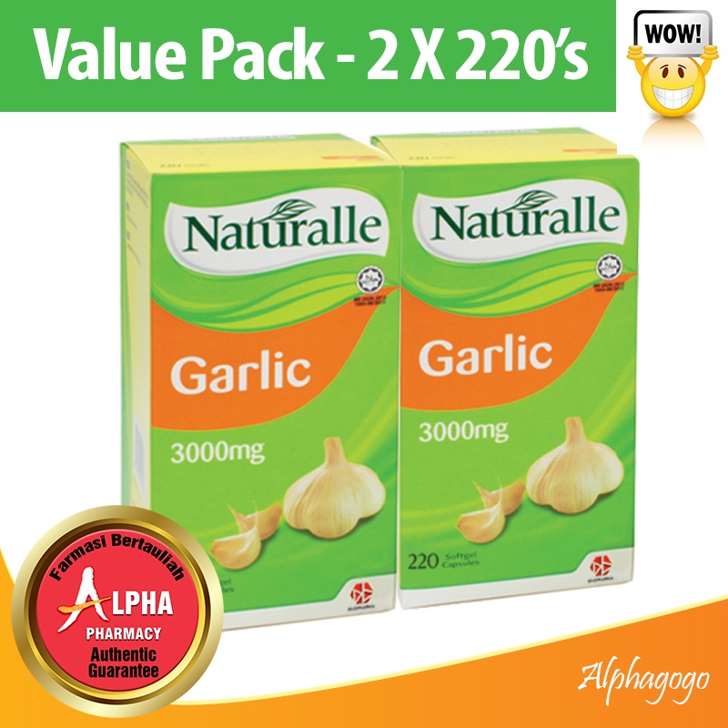 Naturalle Garlic 3000mg (220 Softgel Capsules / Twin Pack) | Shopee ...