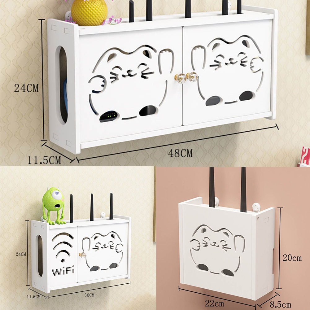 Wireless Router Rack Living Room Wall-mounted WiFi Storage Box Wall ...