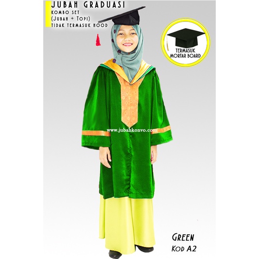 JUBAH KONVO GRADUASI HALF SONGKET HIJAU (TADIKA/ PRA SEKOLAH) | Shopee ...
