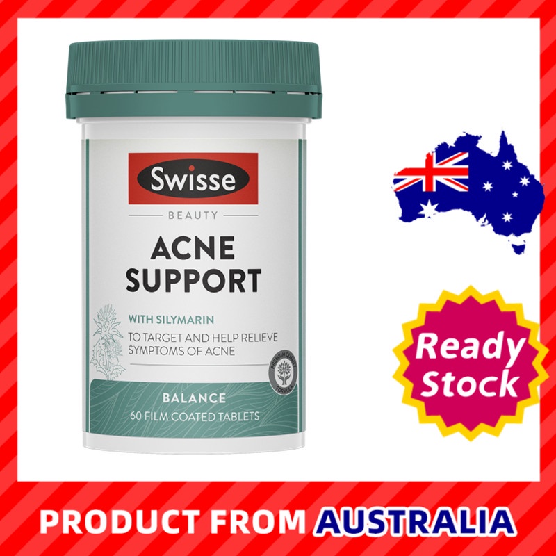 Swisse Beauty Acne Support 60 Tablets Silymarin Targets & Helps Relieve Inflammation & Symptoms ...