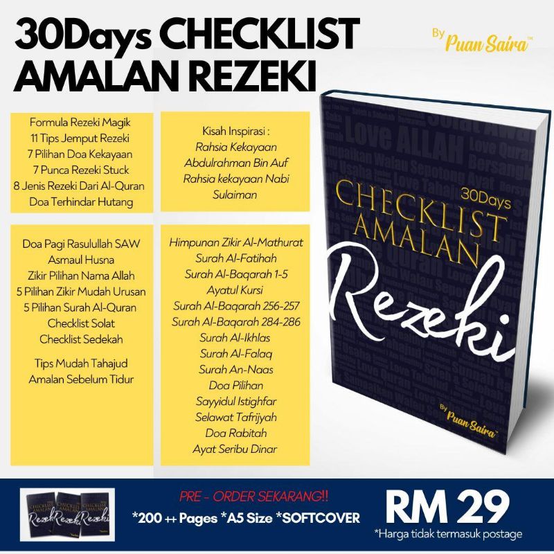 PERBAIKI AMALAN HARIAN. BUKU 30 DAYS CHECKLIST AMALAN REZEKI. | Shopee ... PERBAIKI AMALAN HARIAN. BUKU 30 DAYS CHECKLIST AMALAN REZEKI. | Shopee ...