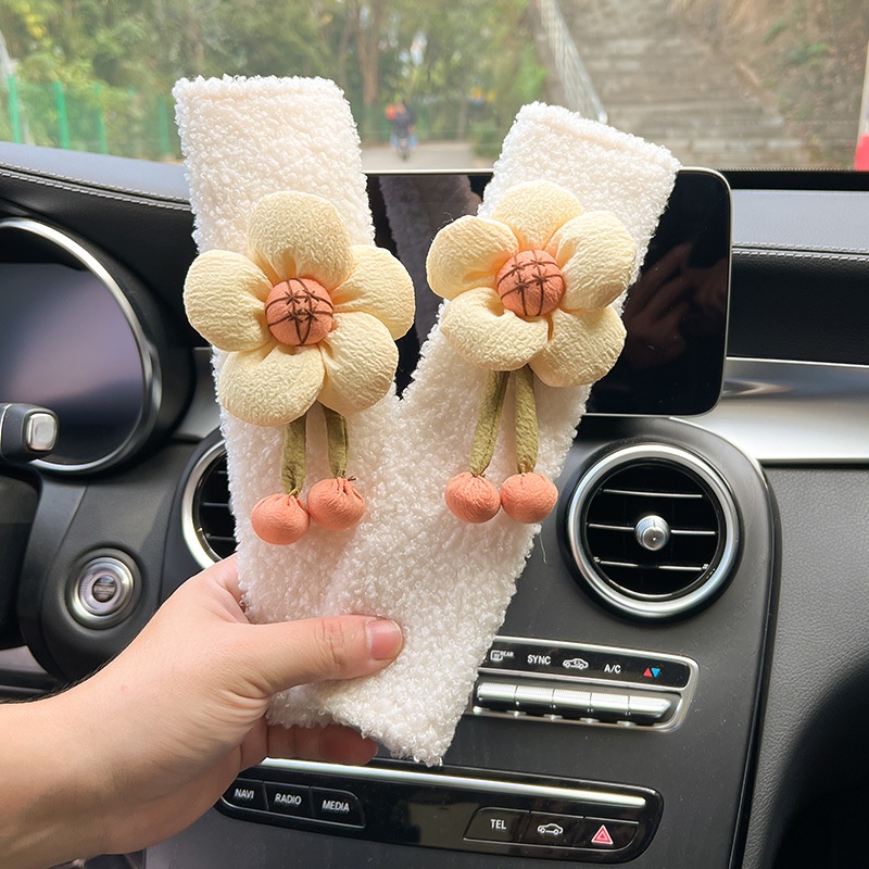 Hot new! Flower Car Safety Seat Belt Cover Cute Sunflower Soft Plush ...