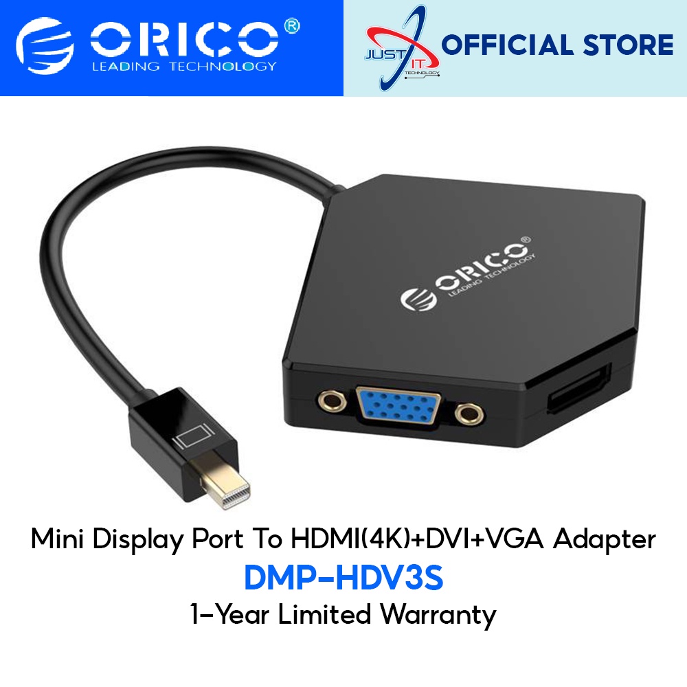 Orico Dmp-Hdv3S Mini Dispaly Port To Hd mi Dvi And Vga Adapter 4K ...