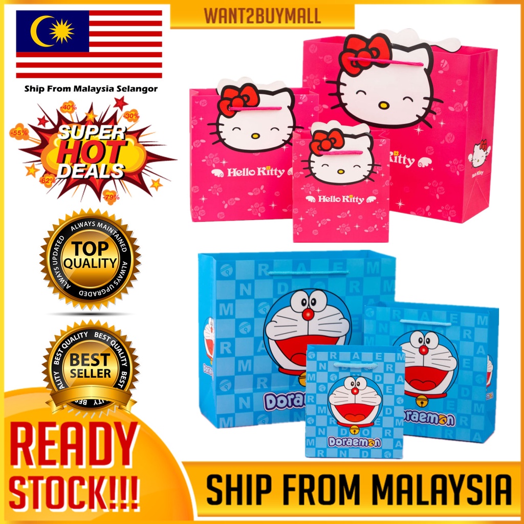 Hello Kitty Doraemon Goodies Door Gift Handle Paper Bag Cookie Children ...