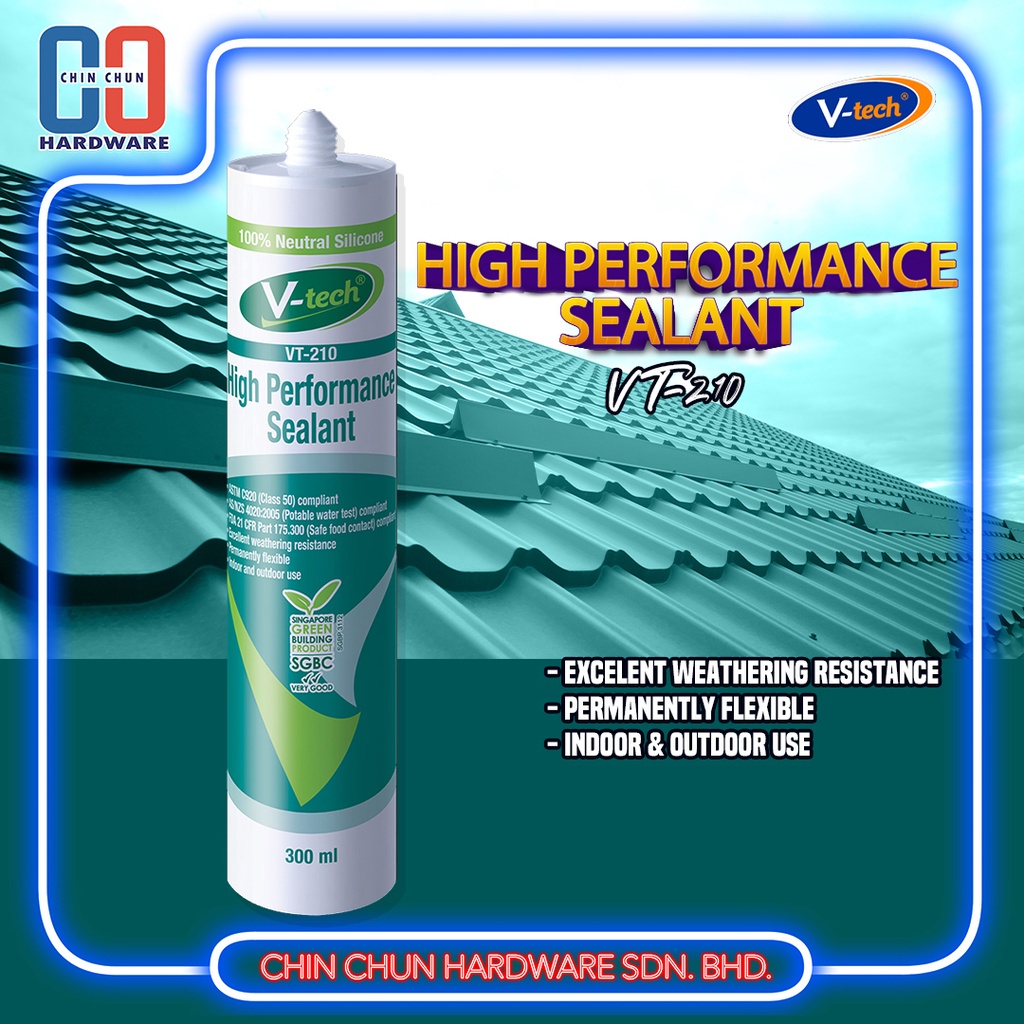 V-TECH 210 SILICONE & ADHESIVE SEALANT|SILICONE GUN|SILIKON BAGI AWNING ...