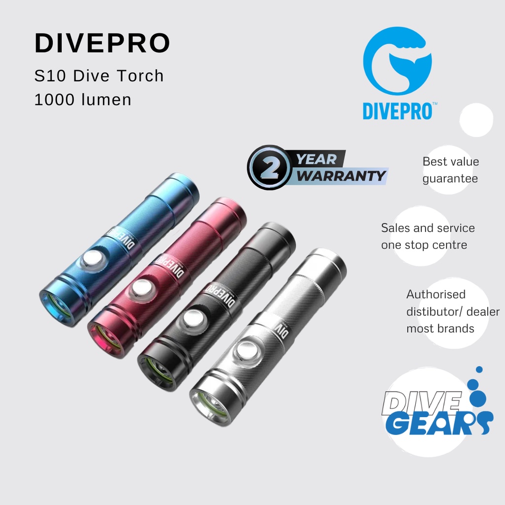 Divepro S10 Dive Torch 1000 Lumens CREE XP-L Led Scuba Diving ...
