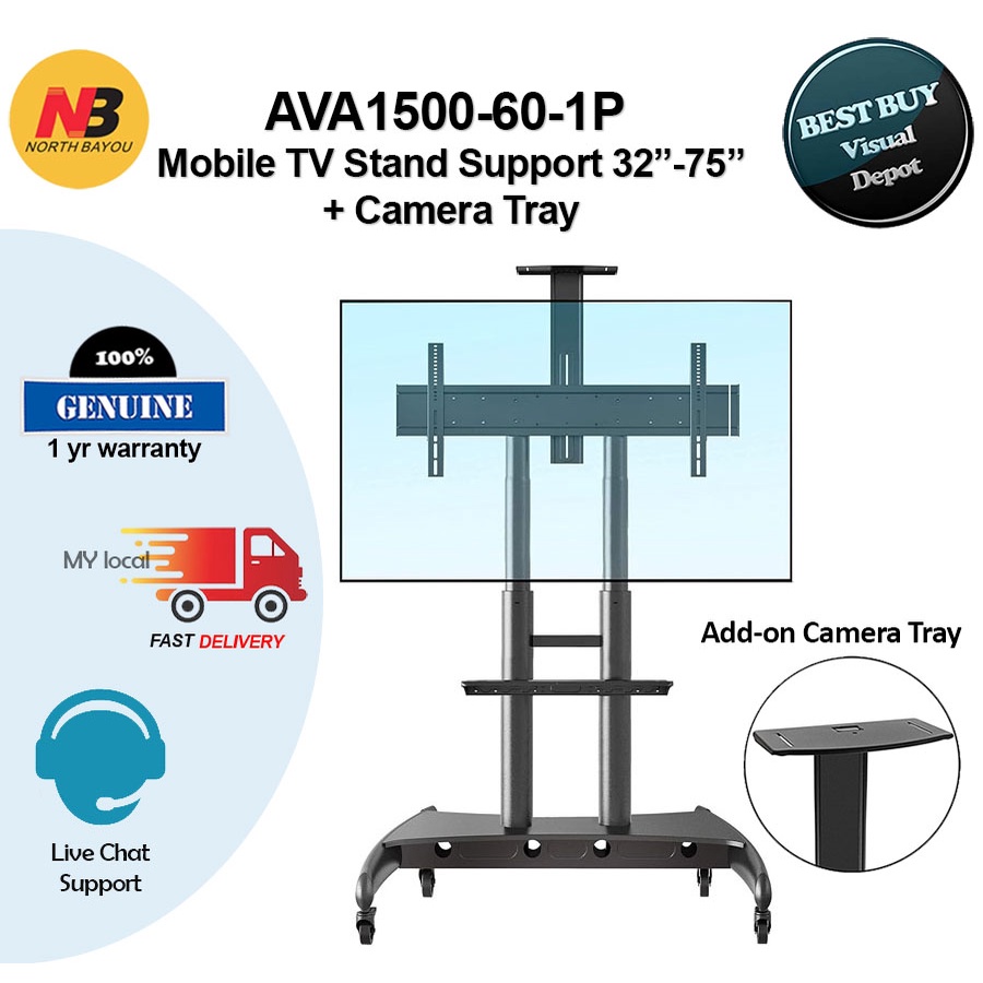 NB AVA1500-60-1P Mobile TV Stand support 32"-75" | Shopee Malaysia