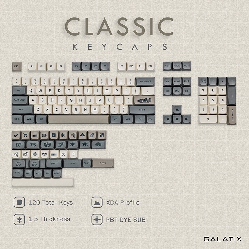 Keycaps XDA CLASSIC PBT DYE SUB Keycap Gray Ash Mechanical Keyboard | Shopee Malaysia
