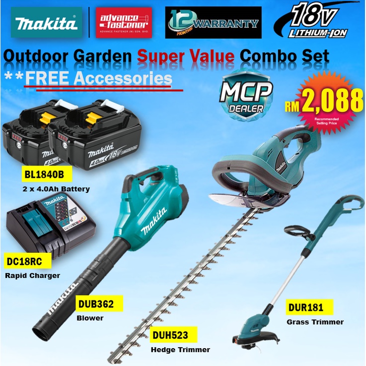 MAKITA 18Vx2 Gardening Tool Combo Set (DUB362Z Cordless Blower ...