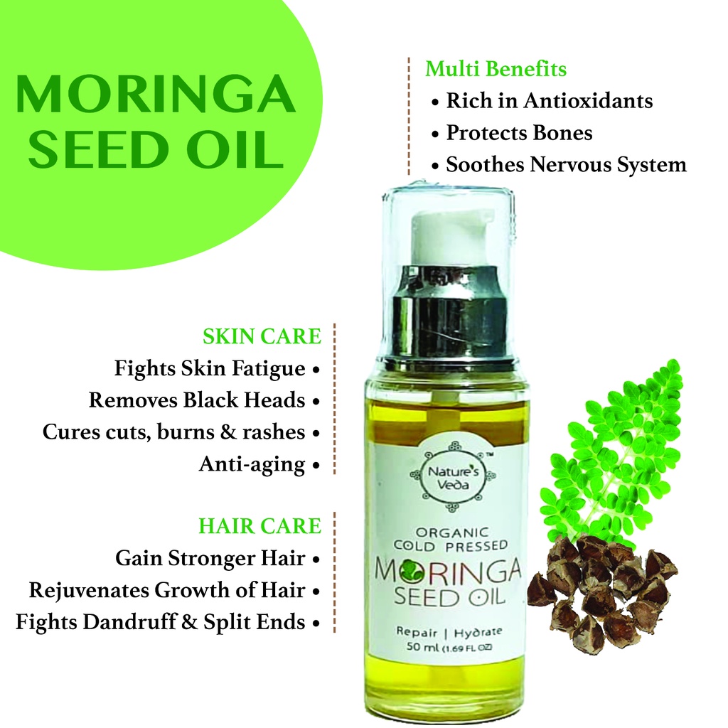 Organic Moringa Oil 100% Pure Moringa Seed Oil Cold Press Extraction ...
