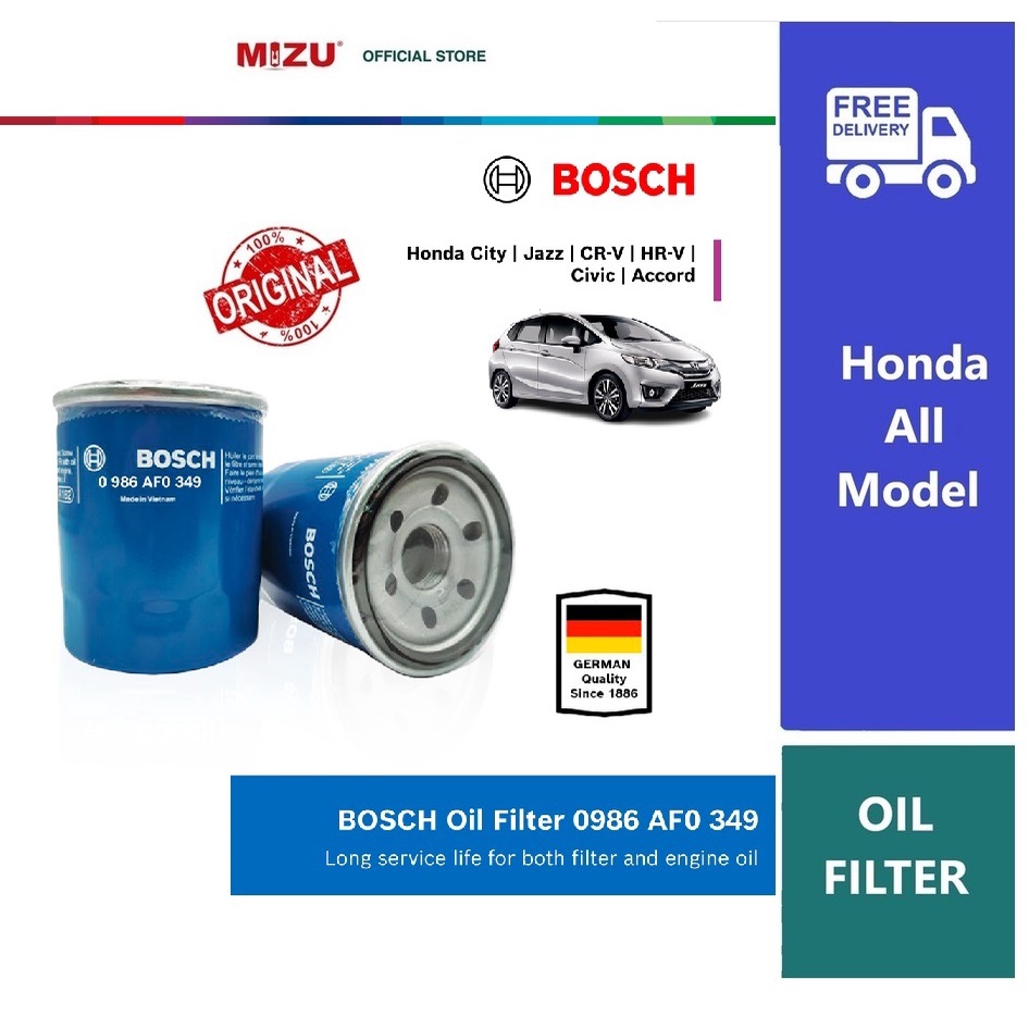 MIZU Bosch Honda Oil Filter 0986 AF0 349 For Honda City Civic Accord ...