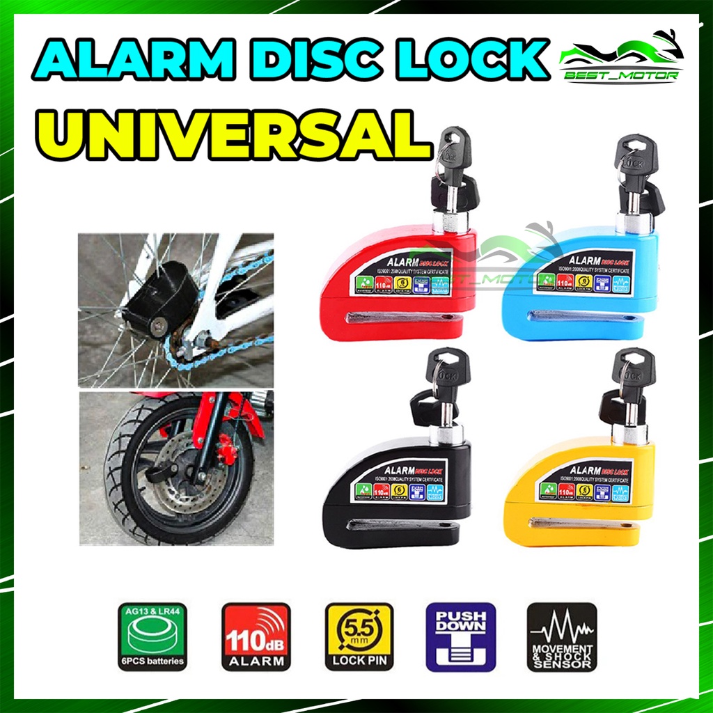 HIGH QUALITY DISC LOCK ALARM ANTI THEFT & LOCK [ UNIVERSAL ] | Shopee ...