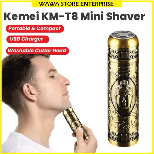 Kemei T8 Buddha Head Electric Shaver Type-c USB Cordless Small Beard ...