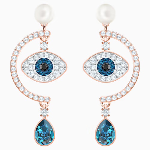 ORIGINAL SWAROVSKI SWR 5425860 DUO:PE PRL EVIL EYE DMUL/ROS EARRINGS ...