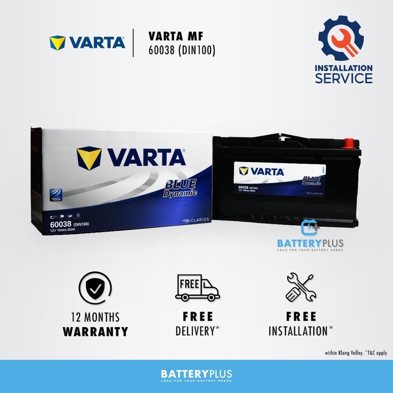 [ Installation Provided ] DIN100L | DIN100 | 60038 Varta Blue Dynamic MF - 100 AH - Car Battery ...