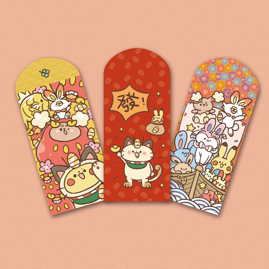 [READY STOCK] Pokemon New Year Angpau Pikachu Meowth Scorbunny Sylveon ...