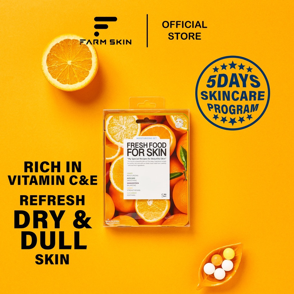 Farmskin Fresh Food Orange Facial Sheet Mask Set (5 Pcs) | Shopee Malaysia