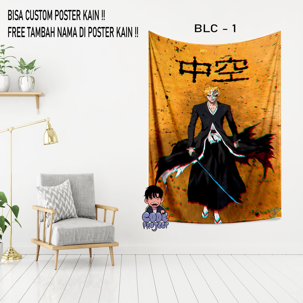 HIASAN DINDING Bleach anime Fabric poster - Fabric Room Wall Decoration ...