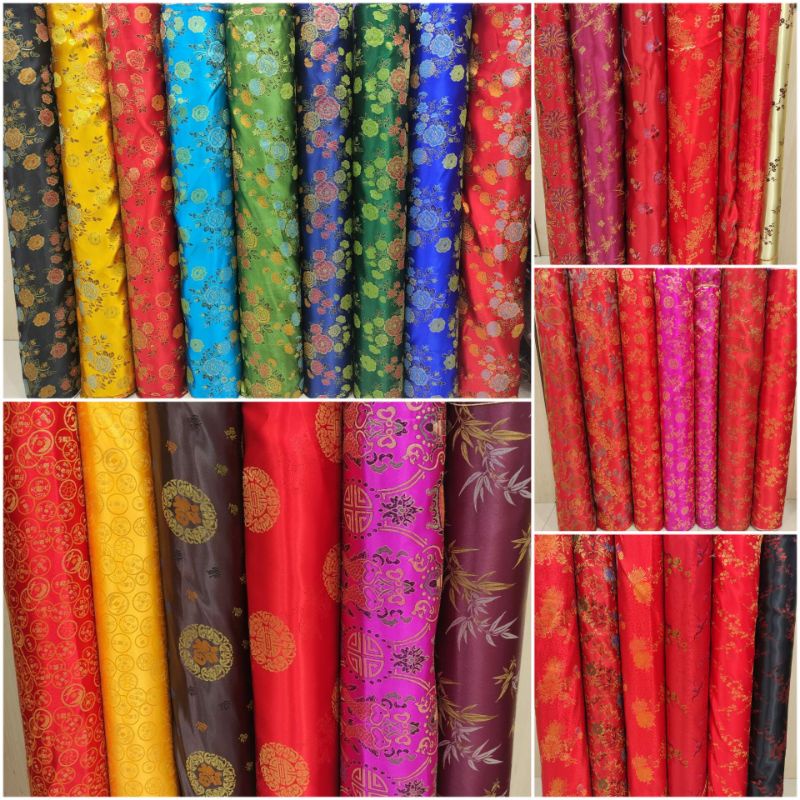 Chinese Chongsam Cheongsam Fabric Dragon Flower Coin Motif | Shopee ...