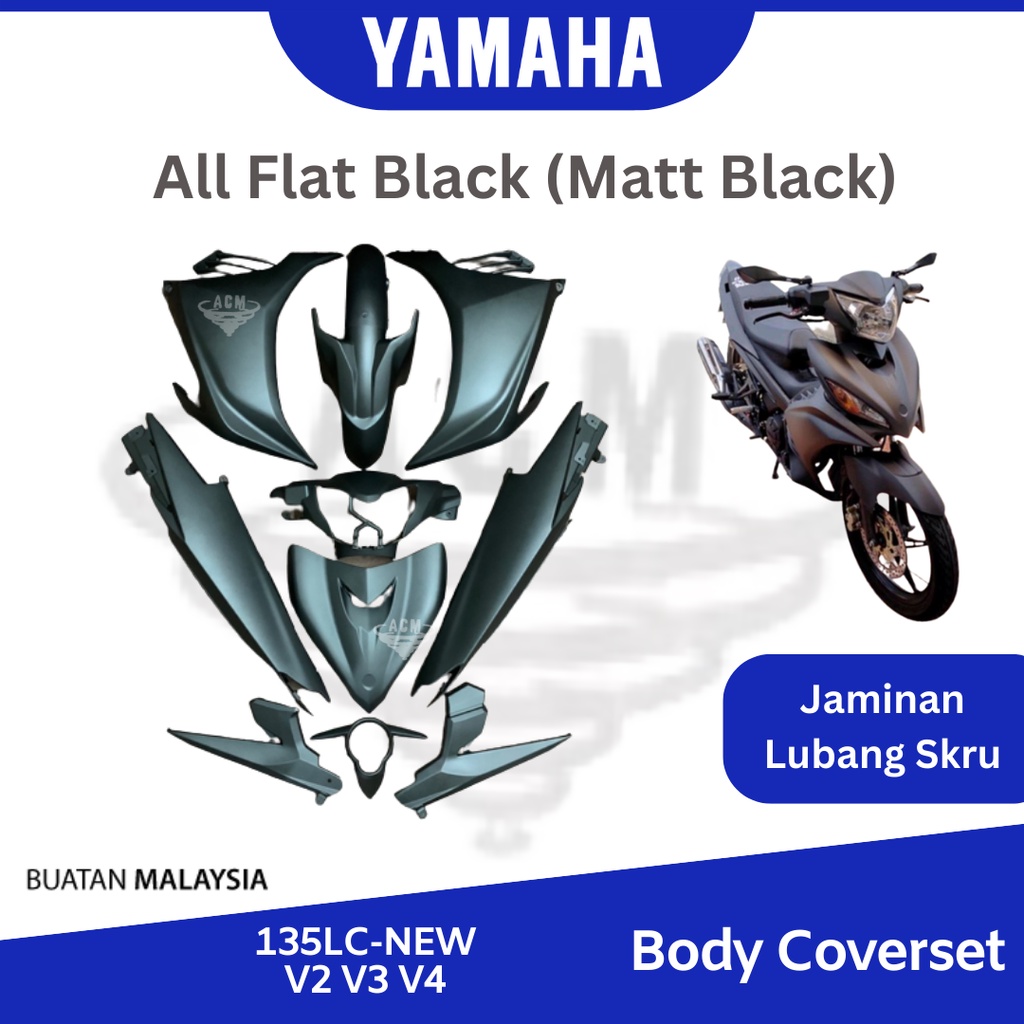 (Matt Black) YAMAHA 135LC New V2 V3 V4 V5 LC Clutch Body Cover Set Coverset LCV2 LCV3 LCV4 LCV5 ...