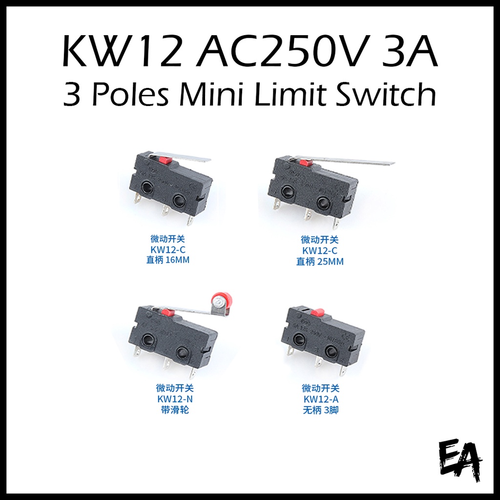 KW12 AC 250V 3A Mini Limit Switch 3 Poles Micro Switch | Shopee Malaysia
