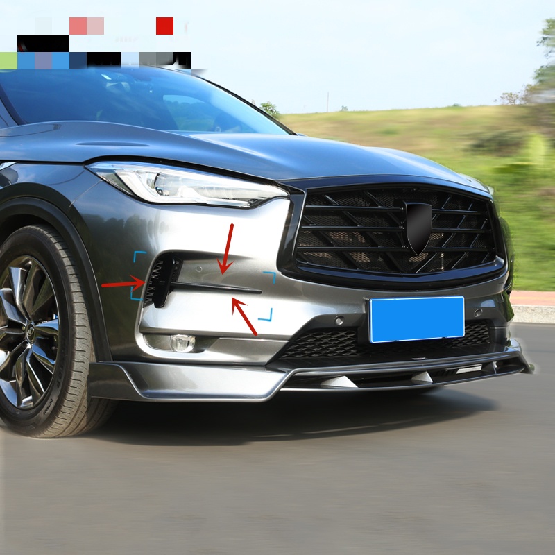 Use For 2018-2021 Infiniti QX50 Front Bumper Lip Diffuser Splitter Fins ...